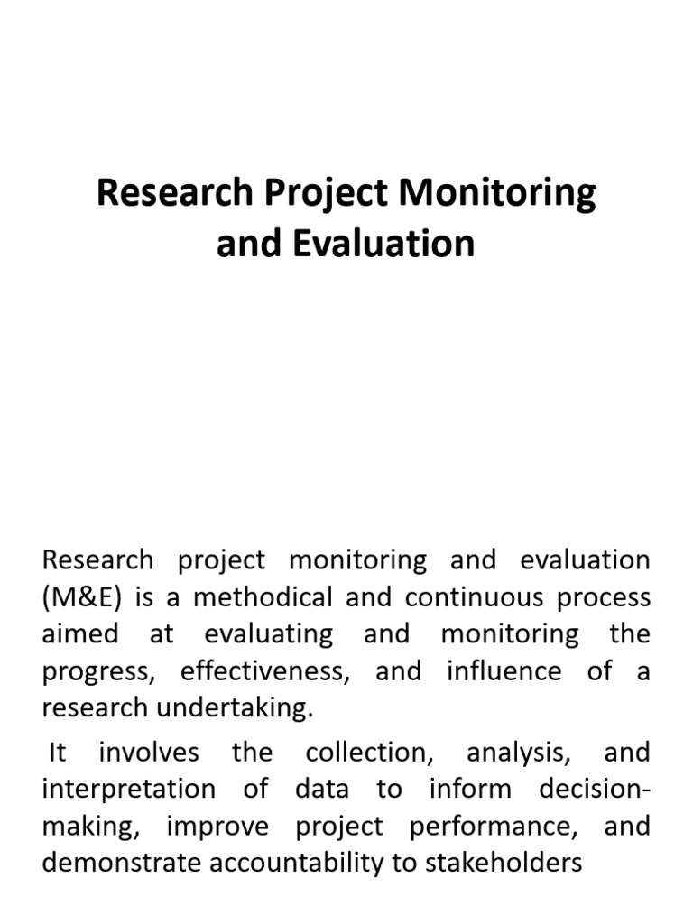Research Project Monitoring and Evaluation | PDF