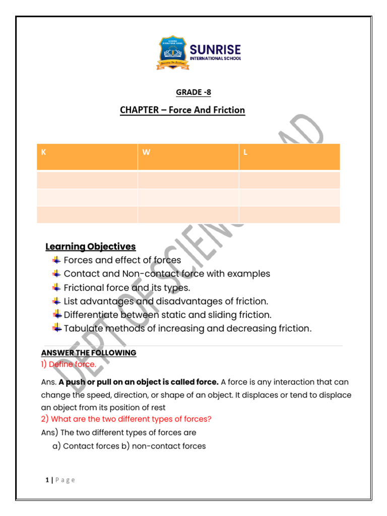 Model Book-Force and Friction | PDF