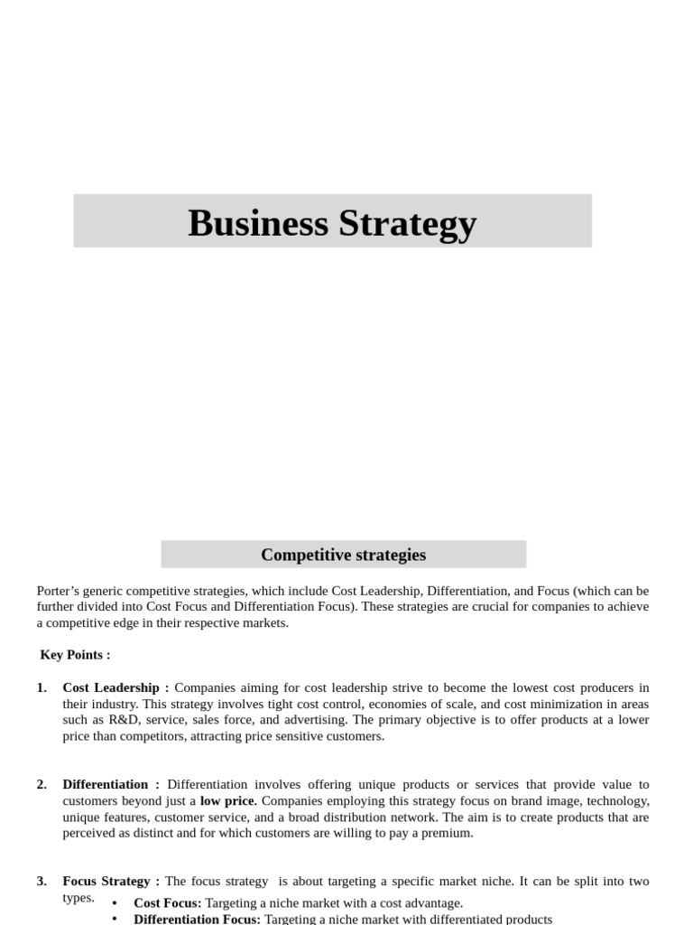 Competitive Strategies | PDF