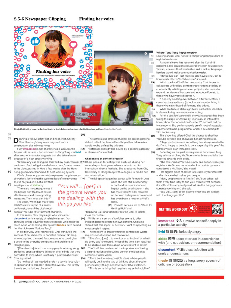 2324 - S5-6 - NC4 - Finding Her Voice - RP - QA - Student | PDF | Linguistics