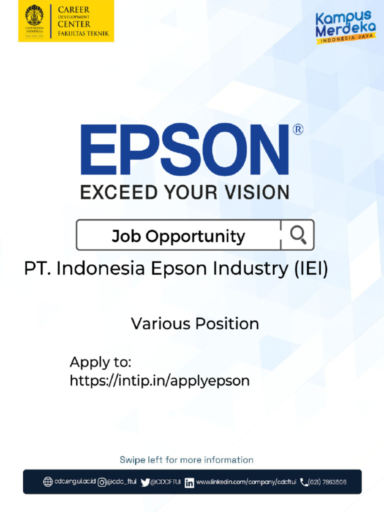 Job Opportunity - PT. Indonesia Epson Industry (IEI) - 1 | PDF