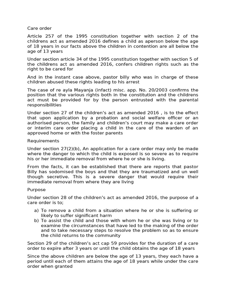 Care Order | PDF