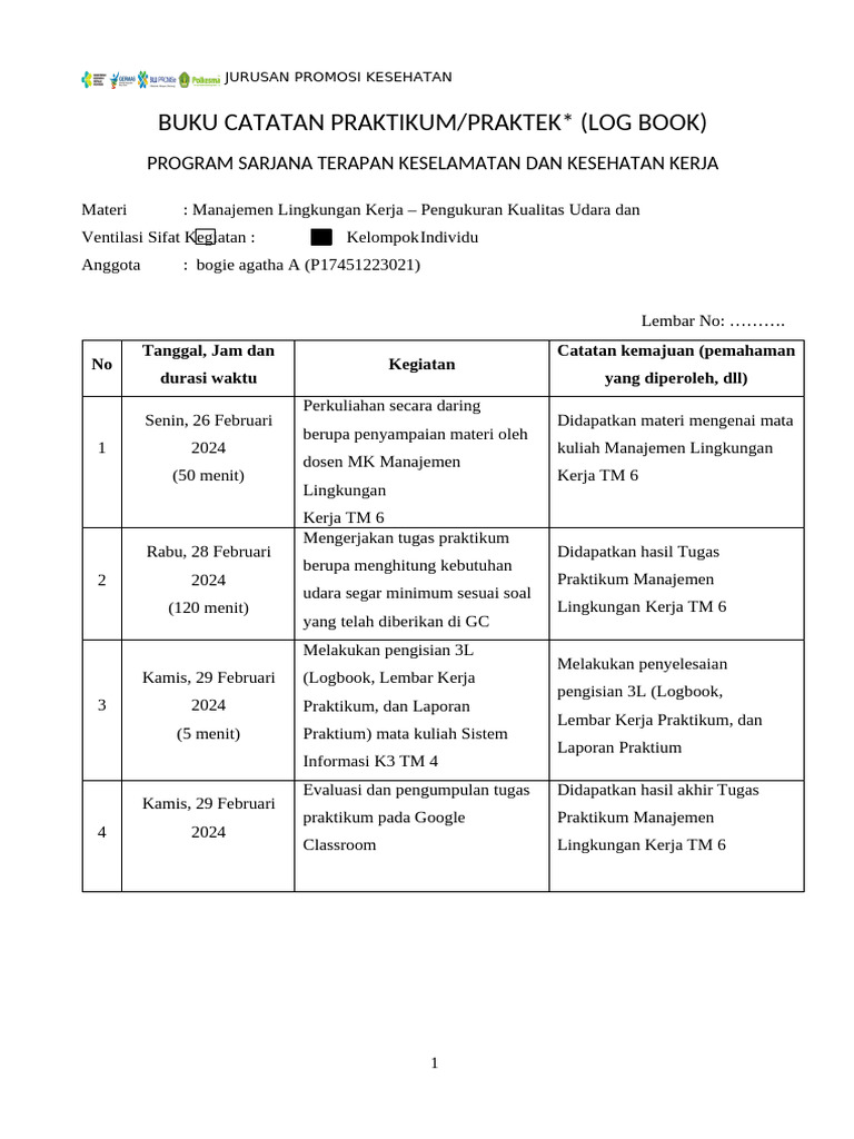 Logbook Praktikum MLK | PDF