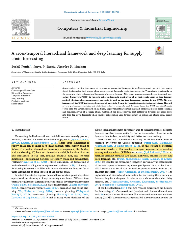 A Cross-Temporal Hierarchical Framework and Deep Learning For Supply | PDF
