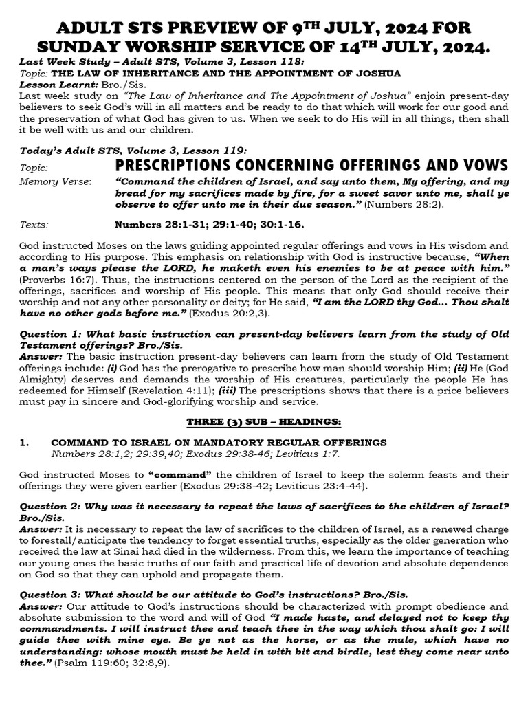 Adult Search The Scripture - Volume 3, Lesson 119 - Prescriptions ...