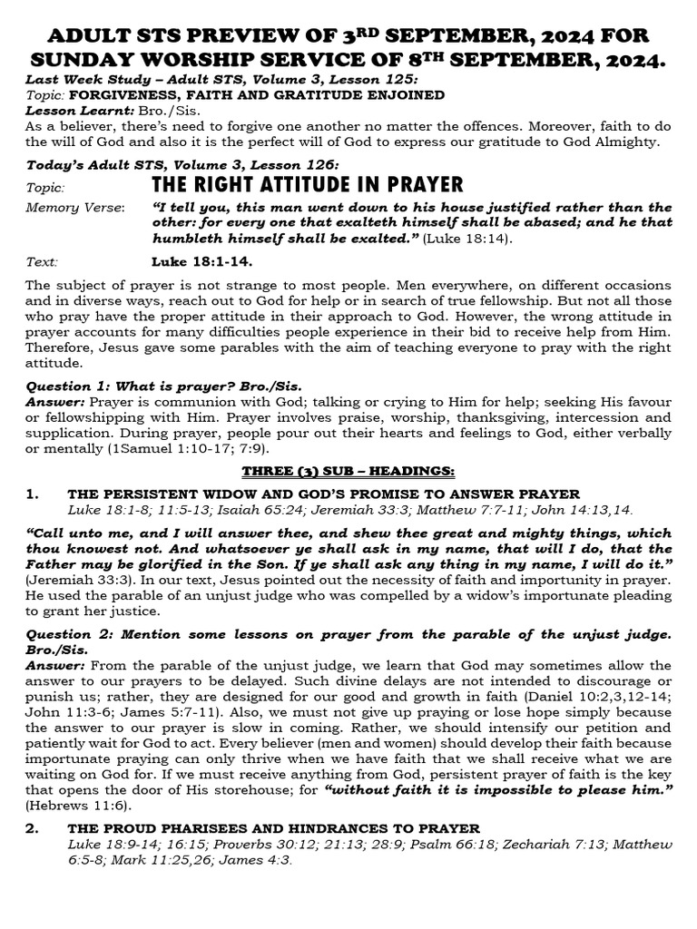 Adult Search The Scripture - Volume 3, Lesson 126 - The RIGHT ATTITUDE ...