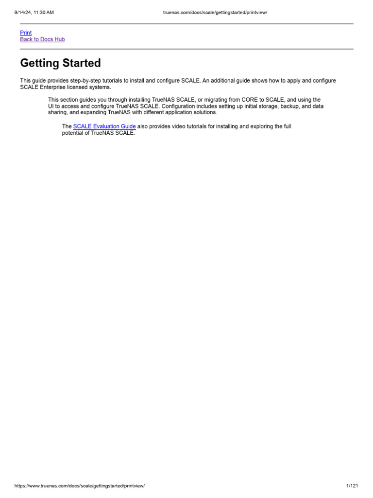 Docs Scale Gettingstarted Printview | PDF