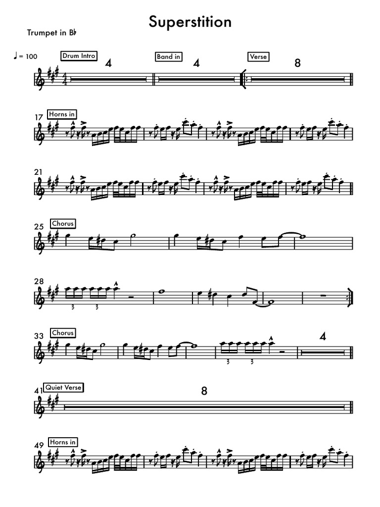 Superstition - 3 Horns - Trumpet in Bb | PDF