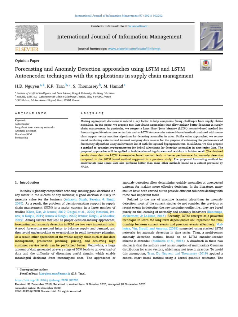 Forecasting and Anomaly Detection Approaches Using LSTM | PDF