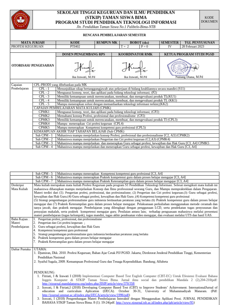 RPS & RTM 2023, Profesi KG | PDF
