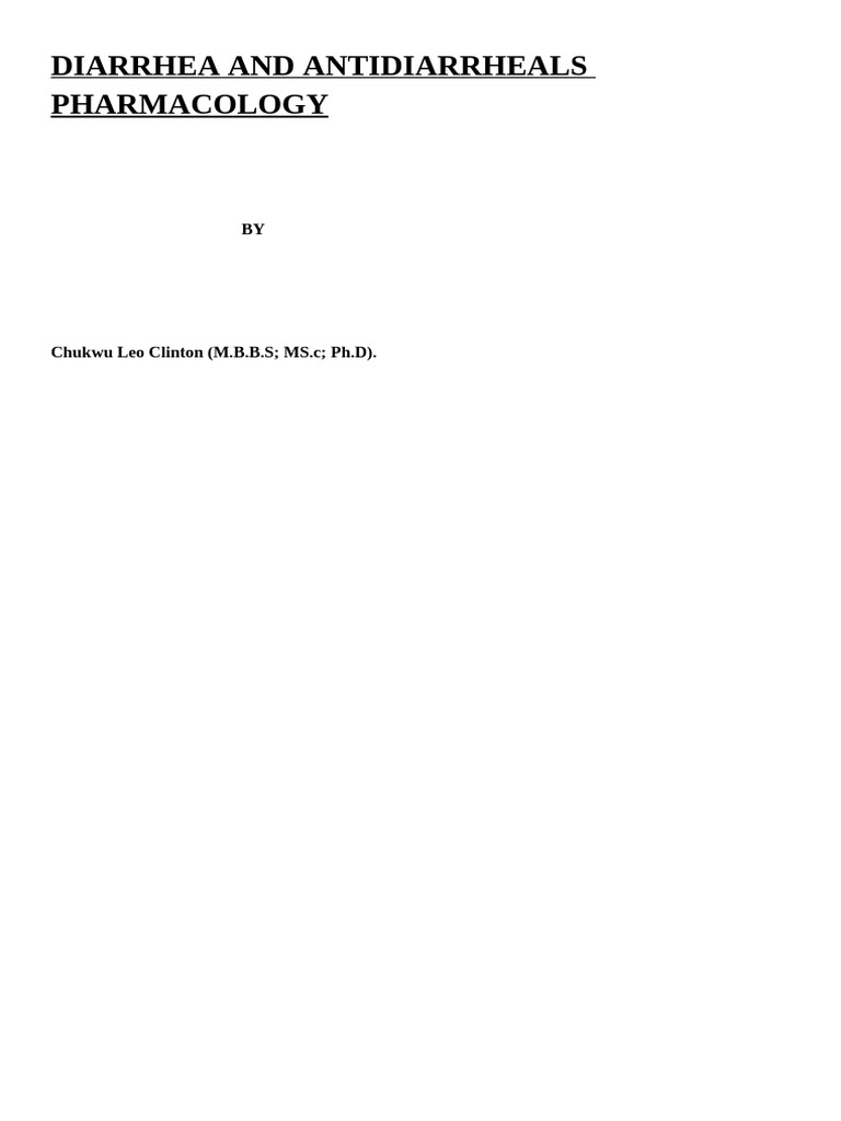 Diarrhea and Antidiarrheals Pharmacology, JM'S | PDF | Diarrhea | Clinical Medicine