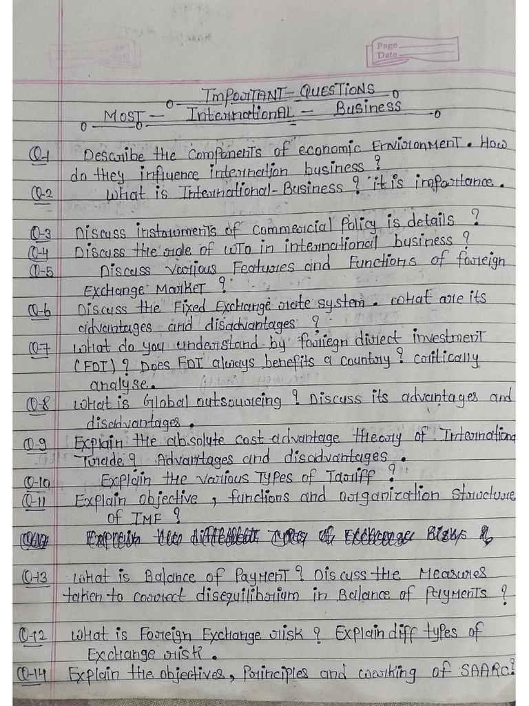 INTERNATIONAL Business (IMPORTANT QUESTIONS) | PDF