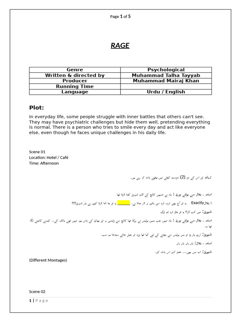 Rage Script in Urdu | PDF