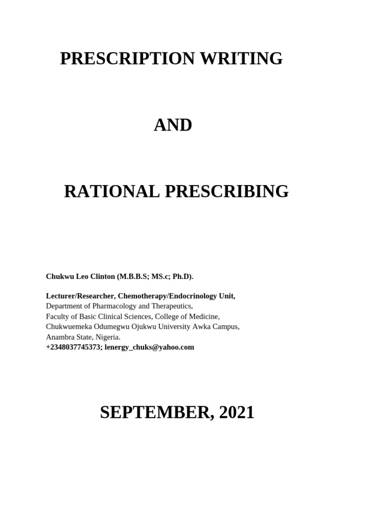 Prescription Writing Essentials | PDF | Medical Prescription | Drugs