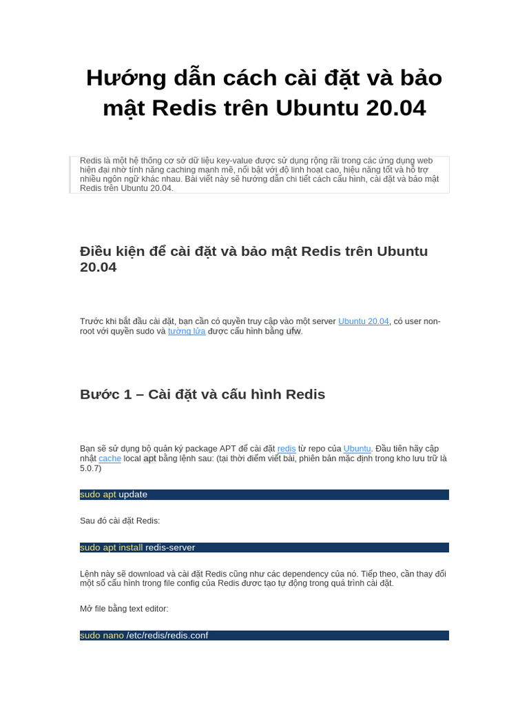 4 3 Hướng Dẫn Cách Cài đặt Và Bảo Mật Redis Trên Ubuntu 20 04 Pdf