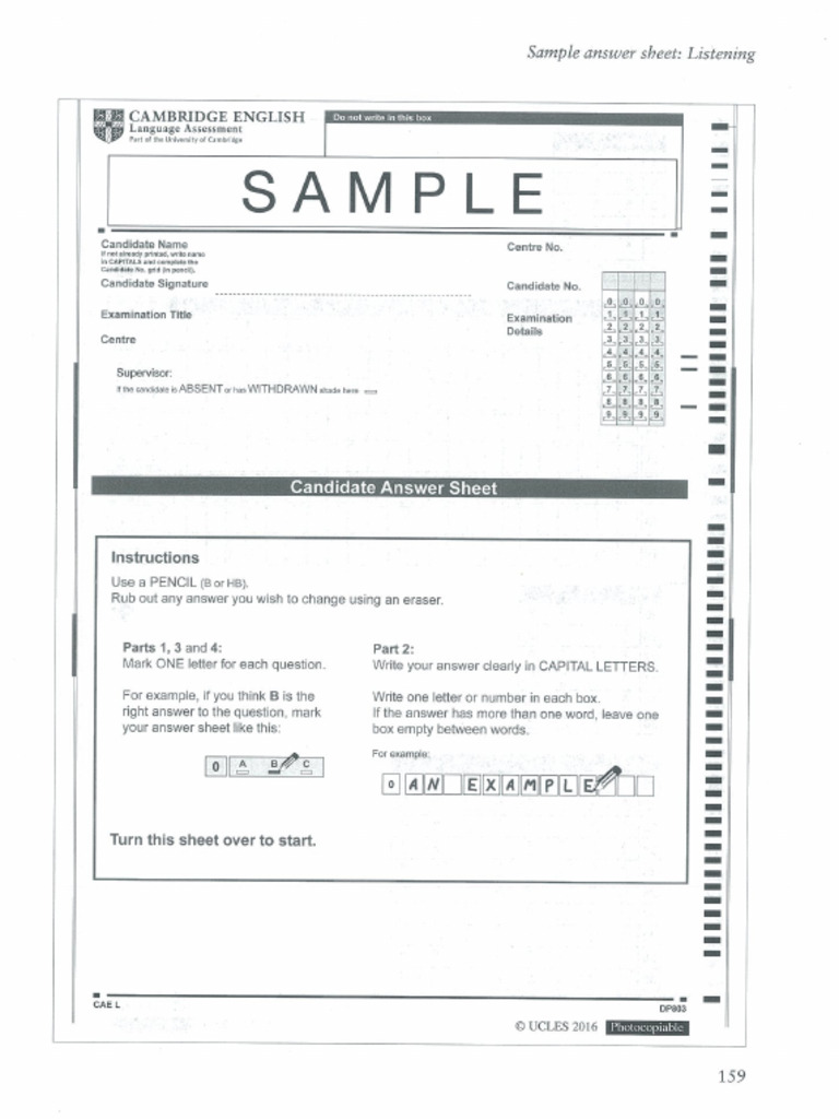 24-05-24 ADVANCED 2 - Test 5 - Listening ANSWER SHEET | PDF