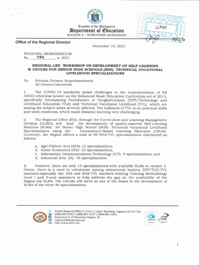 RM - 754 - Regional-Led Workshop On Development of Self-Learning ...
