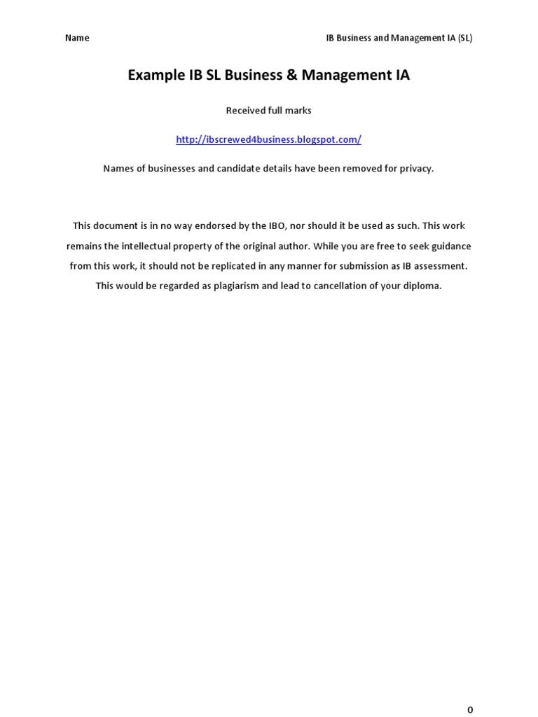IB Business and Management Example Commentary | PDF | Competition ...