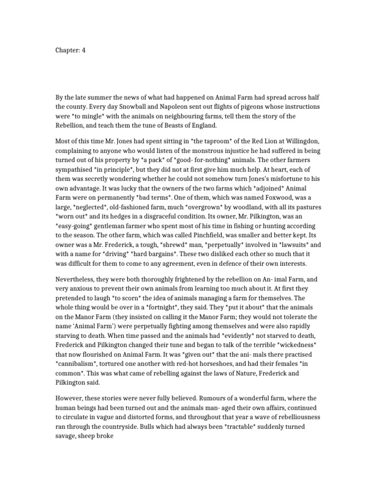 Animal Farm Chapter 4 | PDF