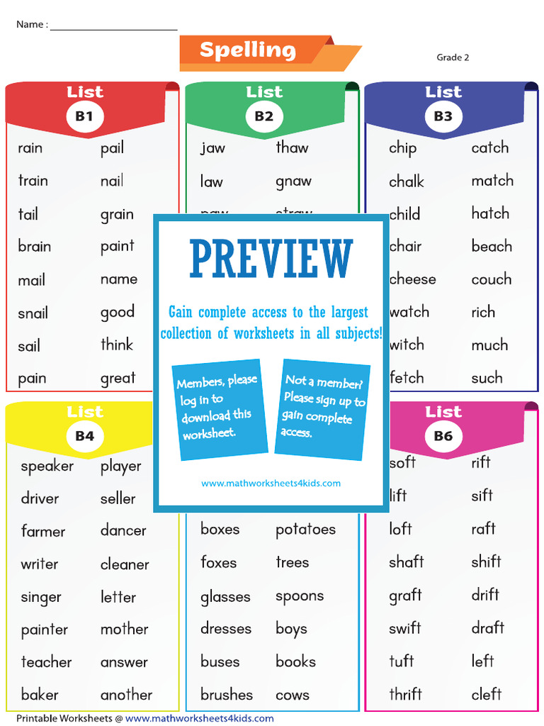 Spelling List Level b | PDF