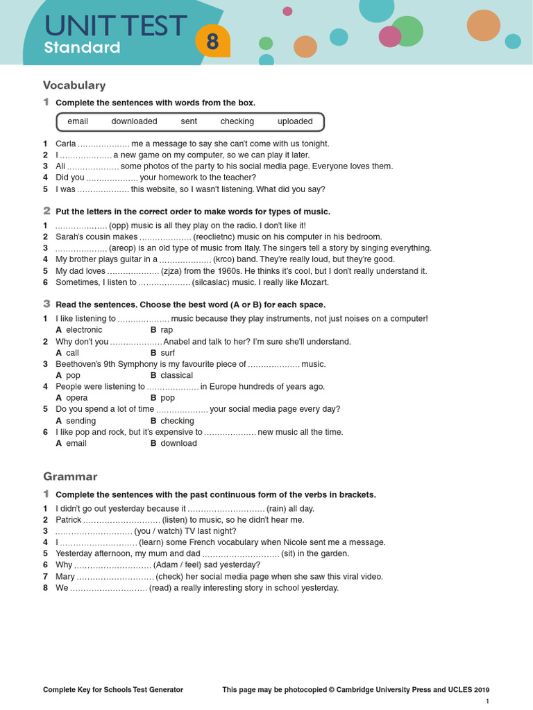 KET TEST UNITS 8 and 9 | PDF