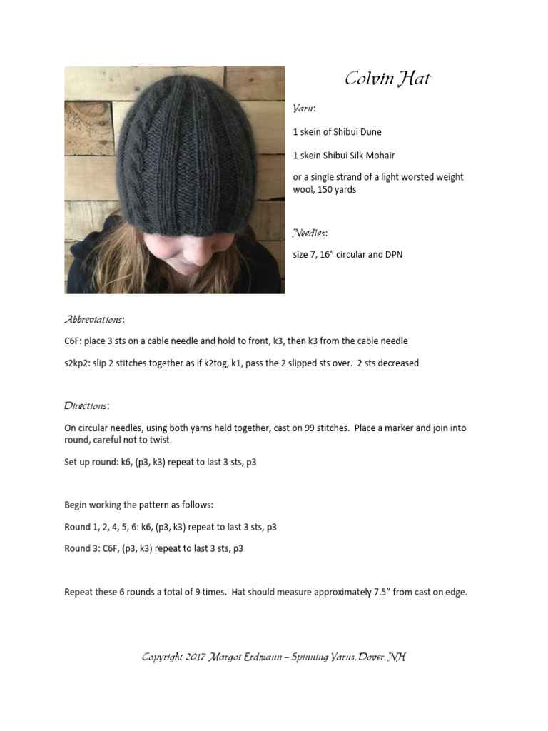 Colvin Hat | PDF