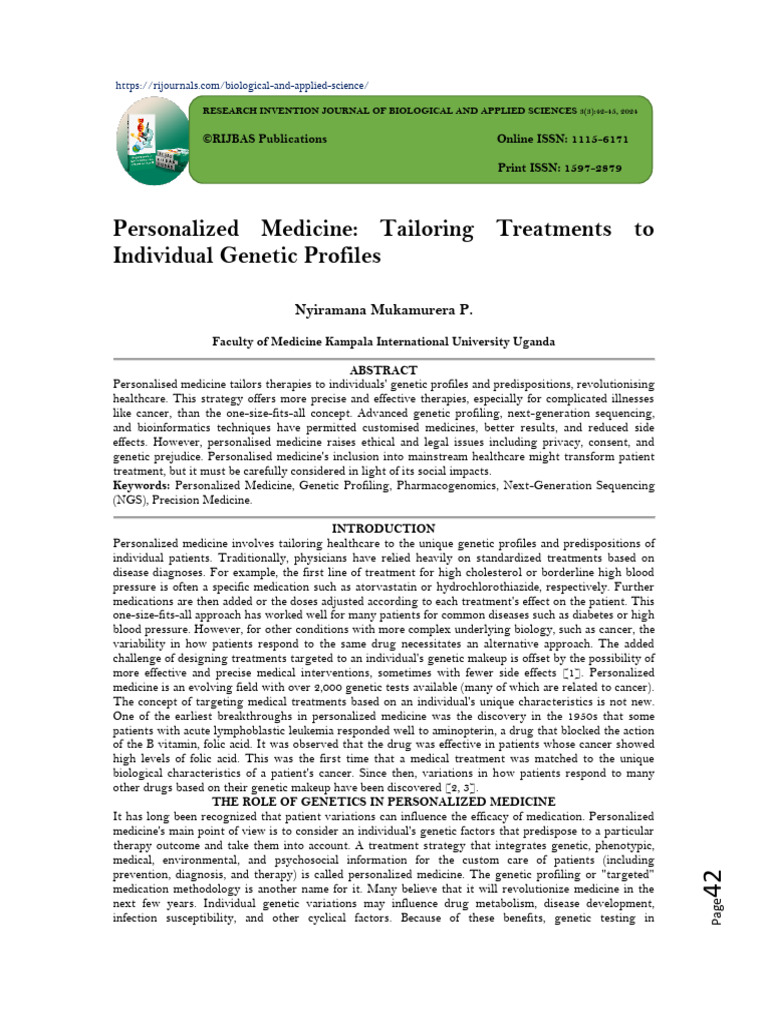 Personalized Medicine: Tailoring Treatments To Individual Genetic ...