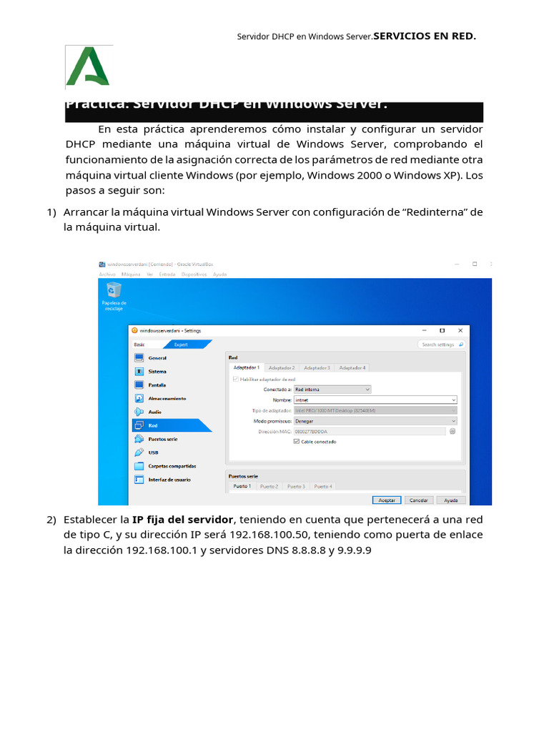 Práctica - Servidor DHCP en Windows Server - DANIIE | PDF