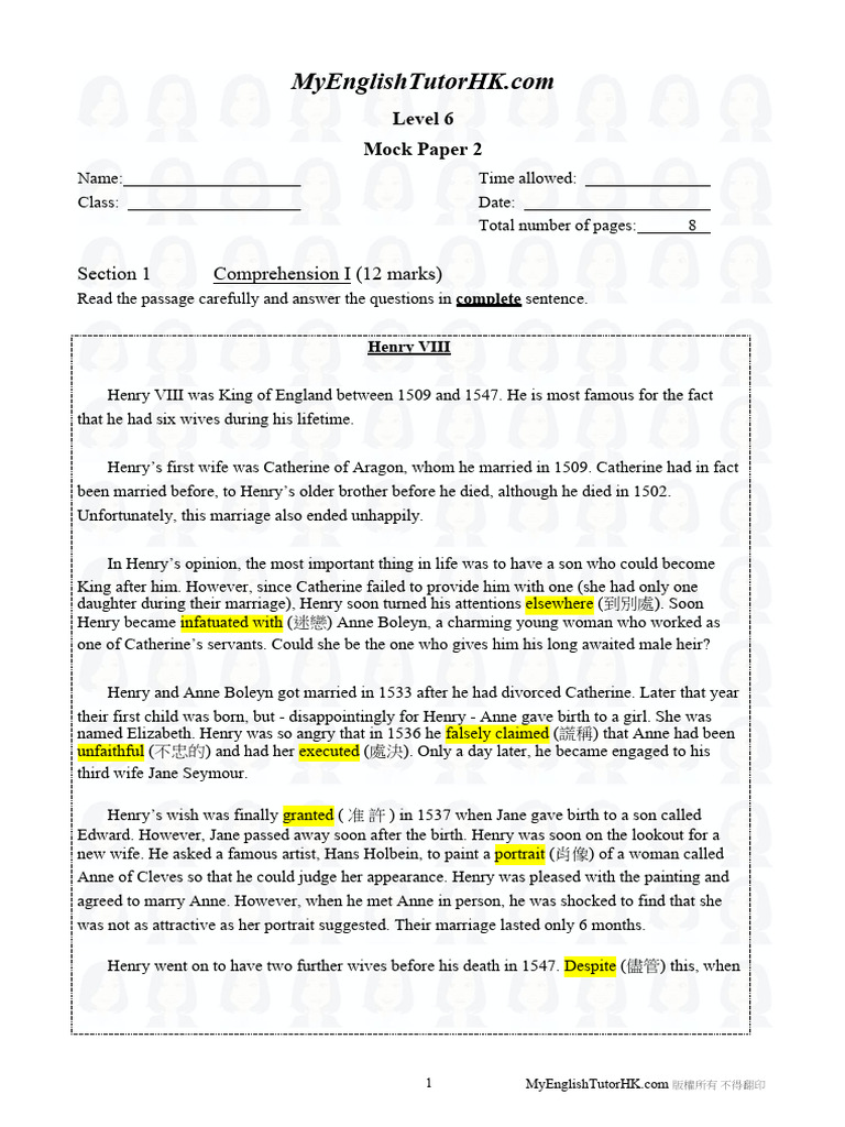 Level 6 Mock Paper 2 81334497 Answer | PDF