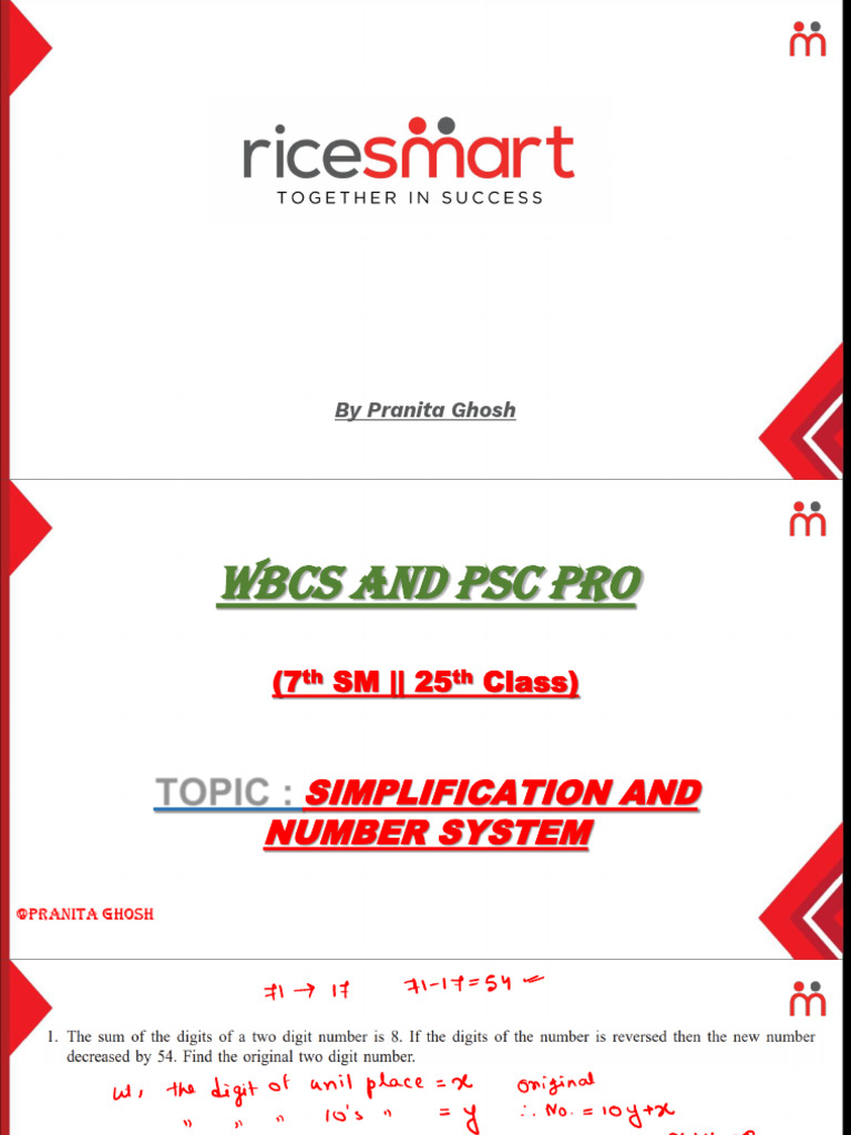 SIMPLIFICATION AND NUMBER SYSTEM 25th Class WBCS | PDF