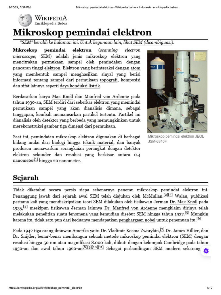 Mikroskop Pemindai Elektron | PDF