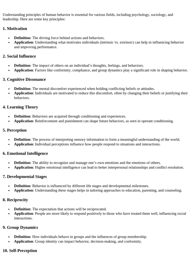 THE Understanding Principles of Human Behavior Is Essential For Various ...