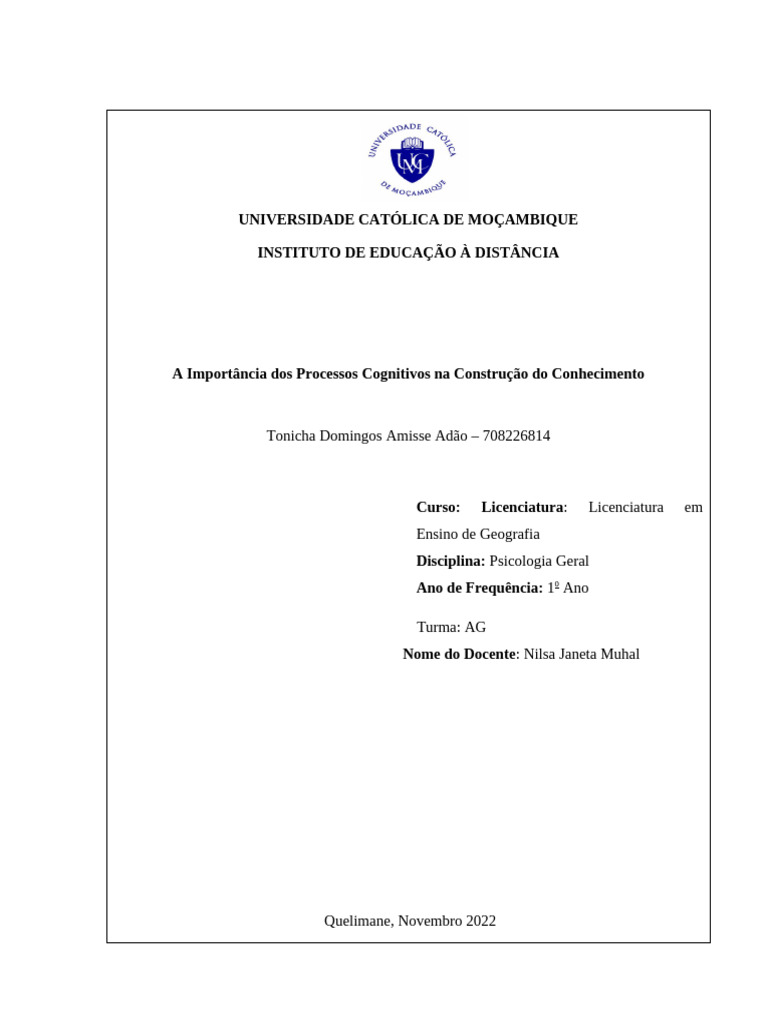 Trabalho de Psicologia-Tonicha | PDF