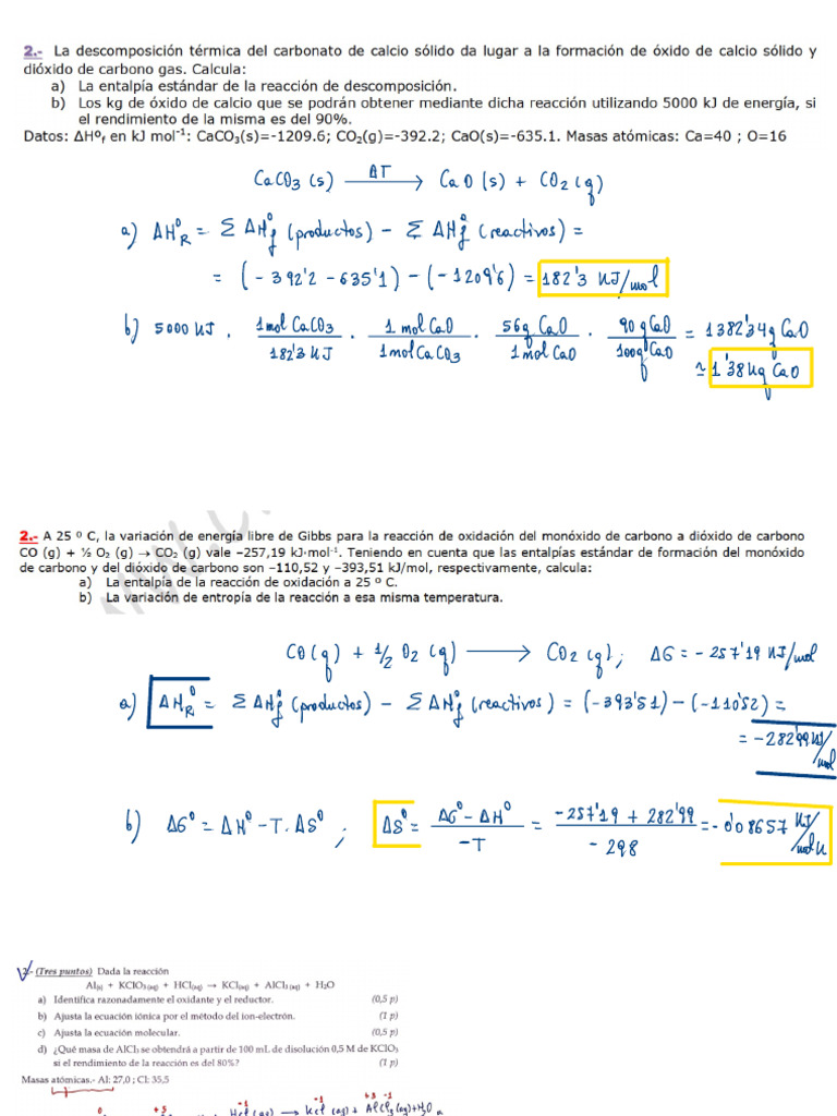 Ejercicios Química - Termo | PDF