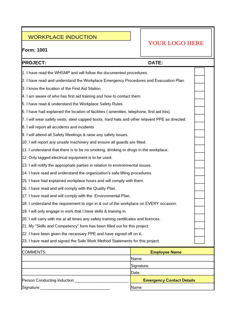 1001 Workplace Induction | PDF