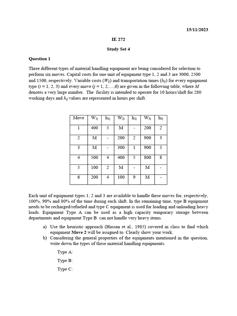 IE 272 in Class Study Set - 4 | PDF