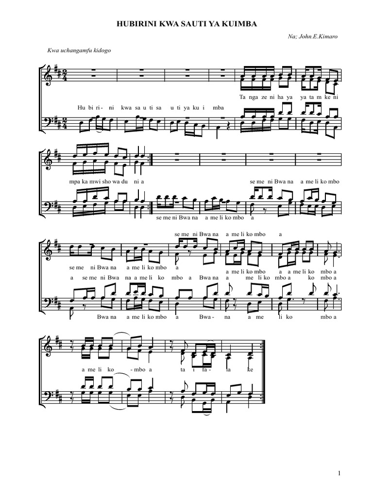 Hubirini Kwa Sauti Ya Kuimba | PDF