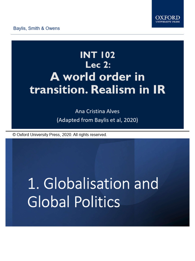 Lec 2 Globalisation. Realist School in IR | PDF