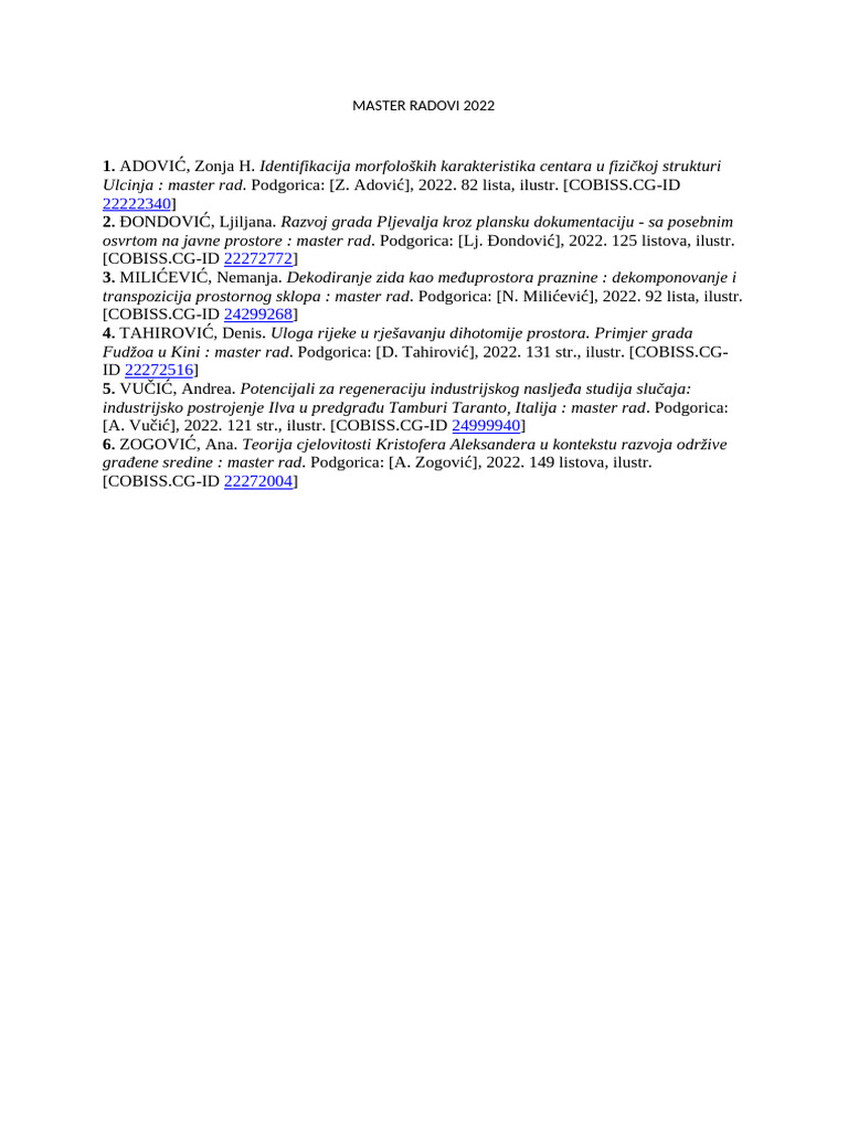 Master Radovi 2022 Word | PDF