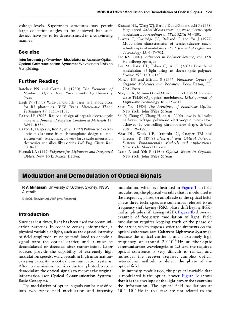 MODULATORS Modulation and Demodulation of Optical Signals | PDF