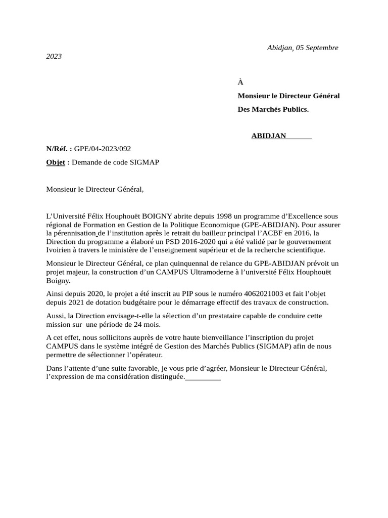 Demande de Code SIGMAP | PDF