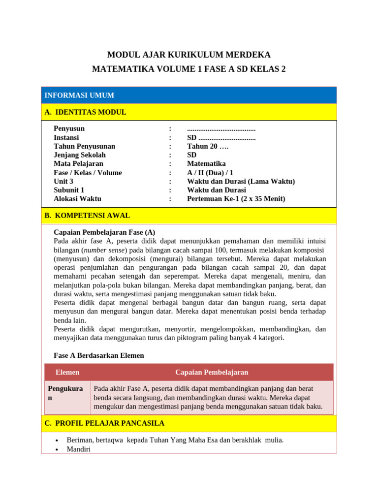 MODUL AJAR KURIKULUM MERDEKA | PDF