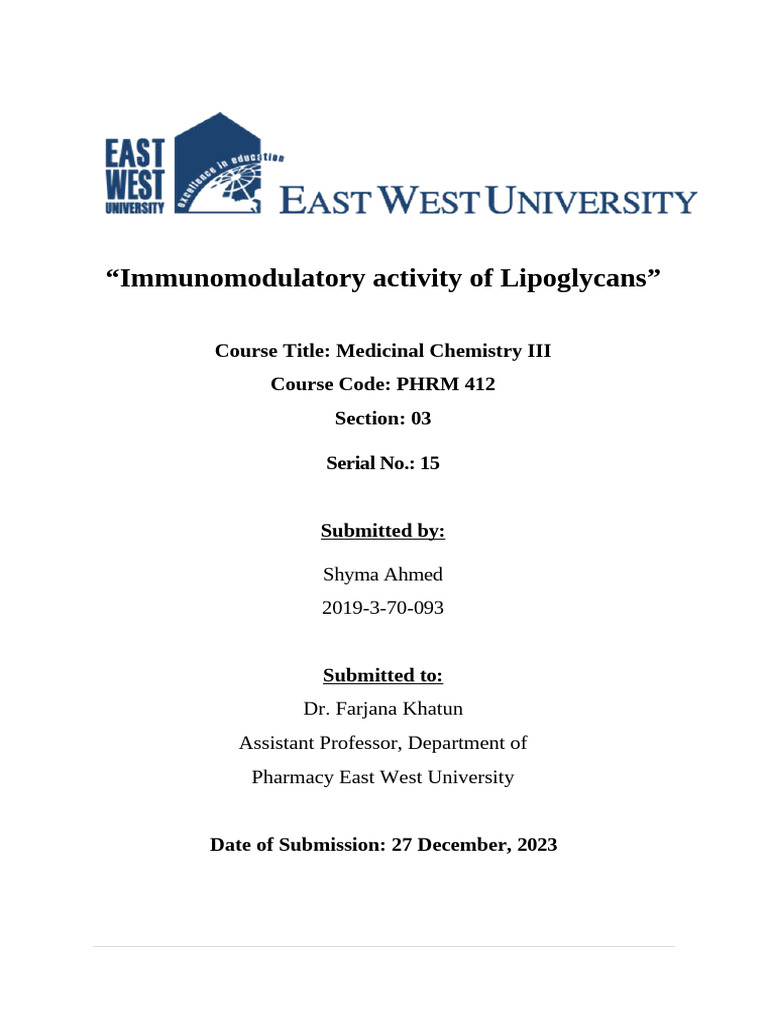 Immunomodulatory Activity of Lipoglycans | PDF