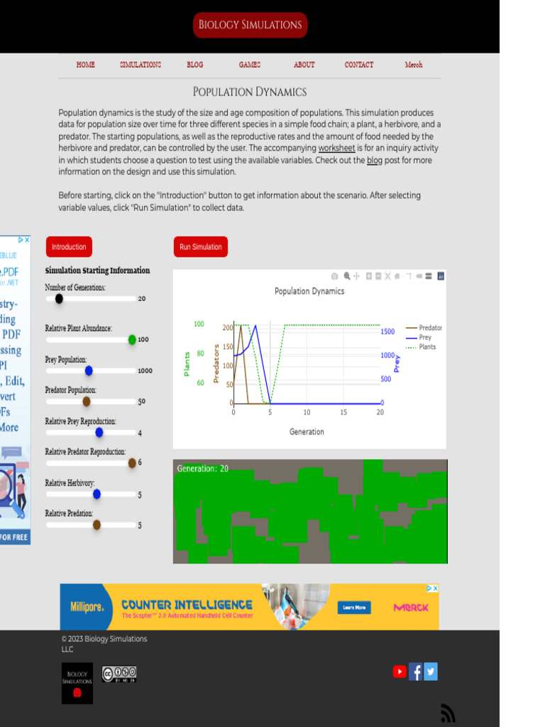 Population Dynamics Biology Simulatios 2 | PDF