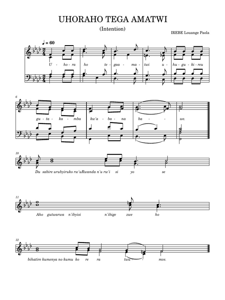 Uhoraho Tega Amatwi by Paola | PDF