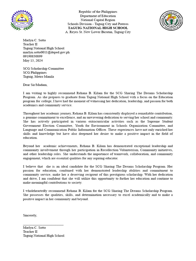 Recommendation Letter | PDF