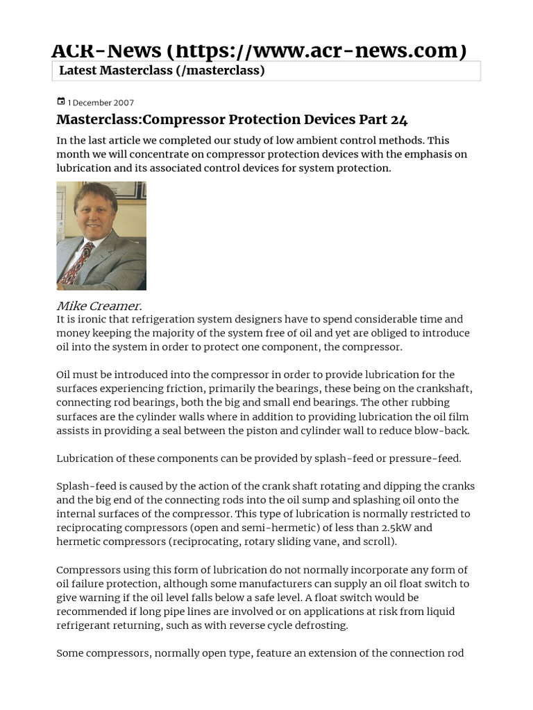 Masterclass - Compressor Protection Devices Part 24 | PDF