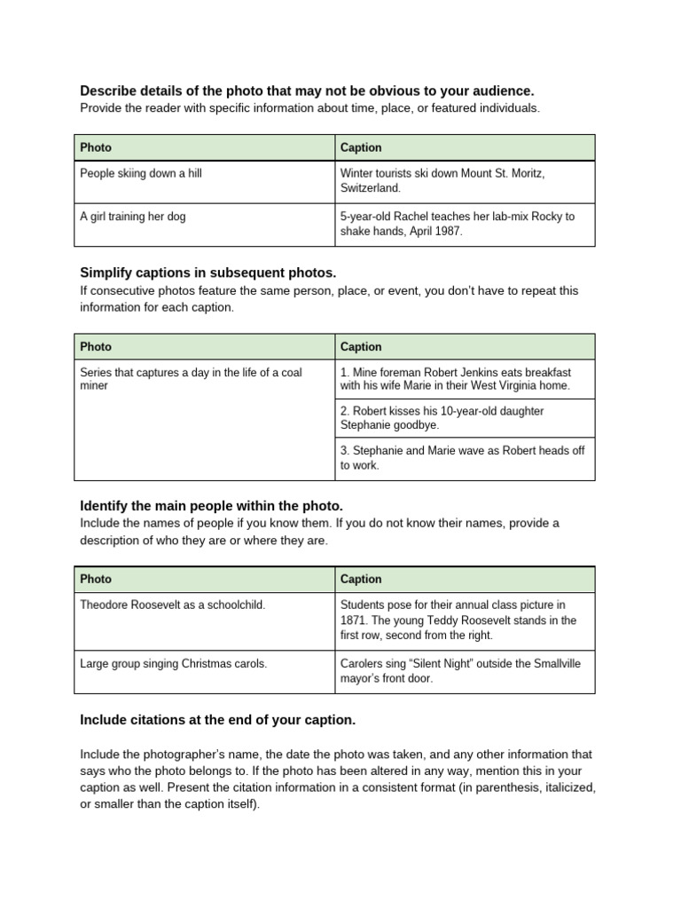 Elements of Good Photojournalism Captions | PDF