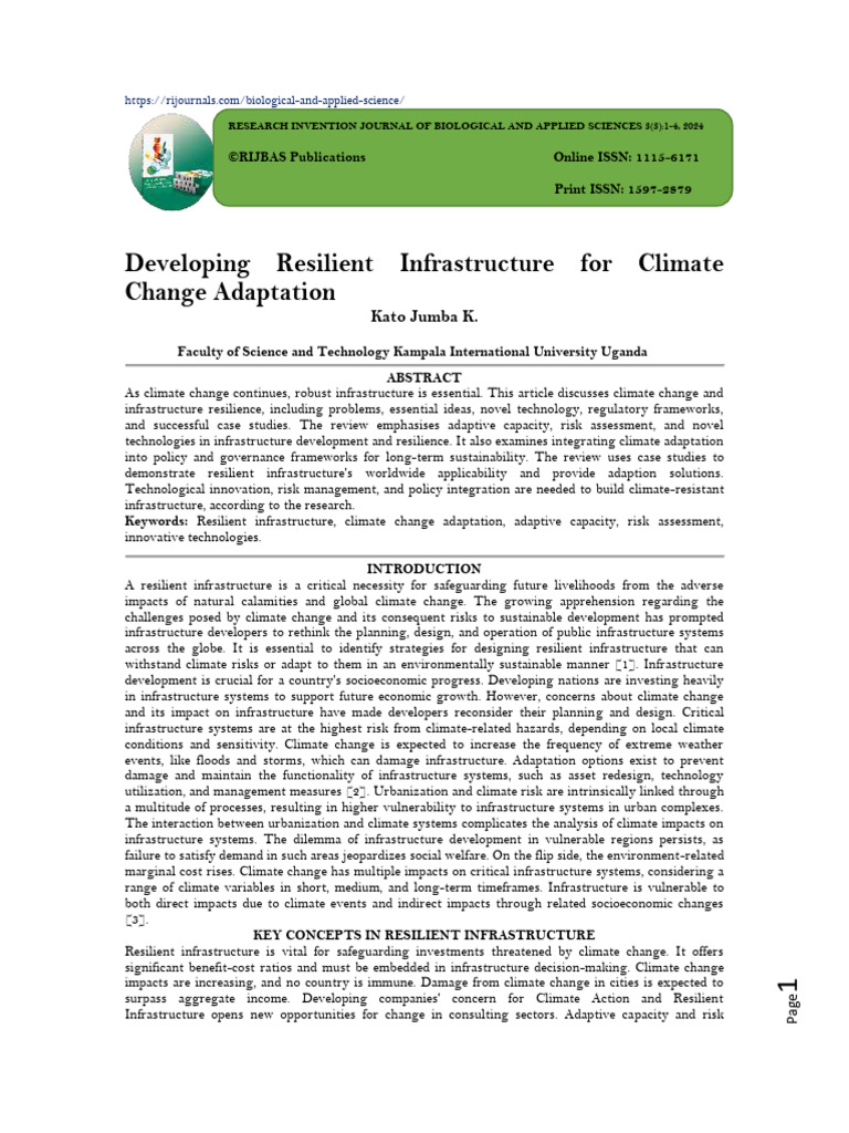 Climate-Resilient Infrastructure Strategies | PDF | Climate Resilience ...