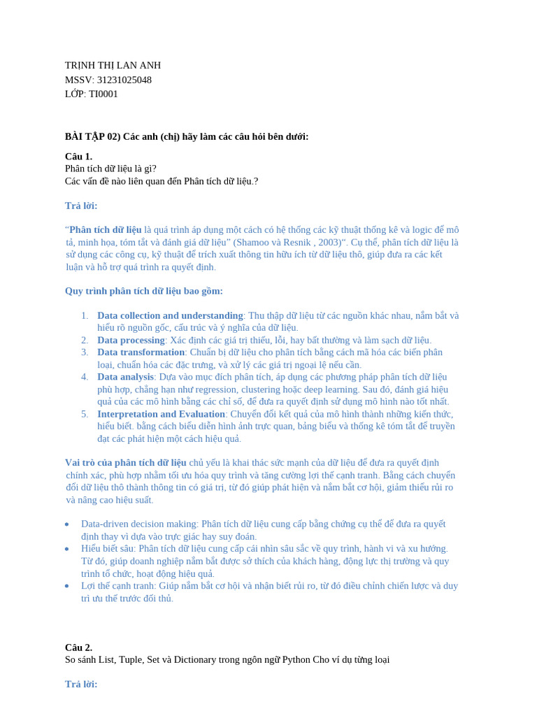 BÀI TẬP ADVANCED DATA SCIENCE | PDF